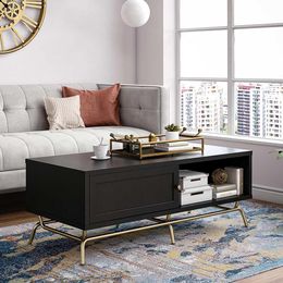 Pharao24.de Couchtisch schwarz gold in modernem Design 122 cm breit