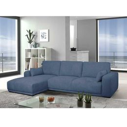 Pharao24.de Ecksofa Couch in Jeansblau aus Webstoff