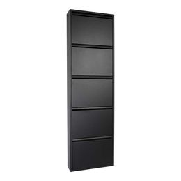 Pharao24.de Metall Schuhschrank in Schwarz 5 Klappen