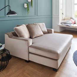 Pharao24.de Loveseat Samtvelours Cremefarben in modernem Design 158 cm breit