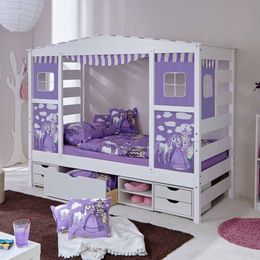 Pharao24.de M&auml;dchenbett mit Prinzessin Motiven Wei&szlig; Lila