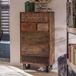 Pharao24.de Schlafzimmer Kommode aus Mangobaum Recyclingholz Schubladen