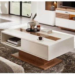 Pharao24.de Sofa Tisch modern mit einer Schublade 120 cm breit - 65 cm tief