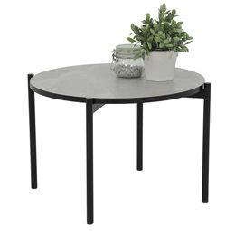 Pharao24.de Beistelltisch Sofa rund in Marmor-Optik Grau Schwarz
