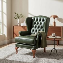Pharao24.de Ledersessel Chesterfield in Oliv Gr&uuml;n 50 cm Sitzh&ouml;he