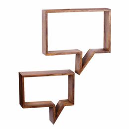 Pharao24.de Design Wandregal aus Sheesham Massivholz modern (zweiteilig)