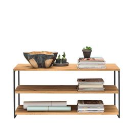 Pharao24.de Standregal aus Wildeiche Massivholz und Stahl 46 cm hoch