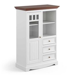 Pharao24.de Kommode Highboard in Wei&szlig; mit drei Schubladen