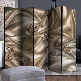 Pharao24.de XL Paravent Trennwand in Braun und Grau abstraktem Brillant Motiv