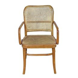 Pharao24.de Rattanstuhl aus Teak Massivholz und Teak Massivholz Armlehnen