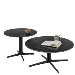 Pharao24.de Beistelltische Sofa modern mit Keramikplatte Sterngestell (zweiteilig)