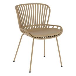 Pharao24.de 4 St&uuml;hle Esszimmer in Beige Kunststoff und Metall (4er Set)