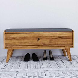 Pharao24.de Sitzbank aus Wildeiche Massivholz Retrostil