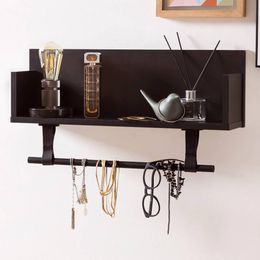 Pharao24.de Wandregal Badregal in Schwarz matt mit R&uuml;ckwand