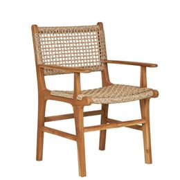 Pharao24.de Gartenstuhl Balkonstuhl aus Teak Massivholz und Kordel (2er Set)