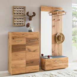 Pharao24.de Flurgarderobenset Balkeneiche furniert Schuhschrank (vierteilig)