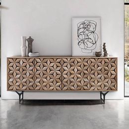 Pharao24.de Sideboard Holzkommode mit Dreht&uuml;ren und geometrischem Muster
