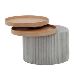 Pharao24.de Design Beistelltisch in Hellgrau Corstoff schwenkbaren Tabletts
