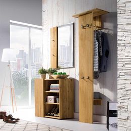 Pharao24.de Design Dielenm&ouml;bel mit Baumkante Eiche Massivholz (dreiteilig)