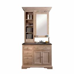 Pharao24.de Badezimmer Waschbeckenschrank mit Spiegel Eiche