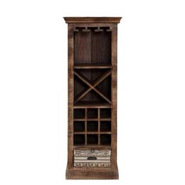Pharao24.de Wein Regal Holz massiv im Vintage Look einer Schublade