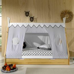 Pharao24.de Kinder Einzelbett Zelt mit Vorhang 90x200 cm Liegefl&auml;che