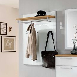 Pharao24.de Wandgarderobe in Wei&szlig; Glas beschichtet Eiche Bianco