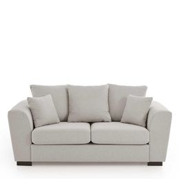 Pharao24.de 2sitzer Sofa Beige Stoff mit Armlehnen Vierfu&szlig;gestell aus Holz