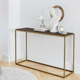 Pharao24.de Konsolentisch Wandtisch aus Metall mit Massivholzplatte