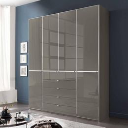 Pharao24.de Dreht&uuml;rschrank Schlafzimmerschrank mit f&uuml;nf Schubladen und Metallgriffen