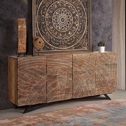 Pharao24.de Sideboard Holzkommode handgearbeitet mit B&uuml;gelgestell aus Metall