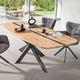 Pharao24.de Esstisch Epoxidharz Tisch mit Spider Gestell in ovaler Form