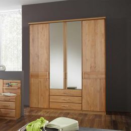 Pharao24.de Kleiderschrank aus Erle Teilmassiv Spiegel 175x220x58 cm Pharao24