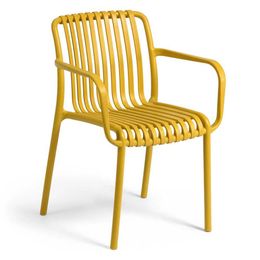 Pharao24.de Stapelst&uuml;hle aus gelbem Kunststoff modernem Design (4er Set)