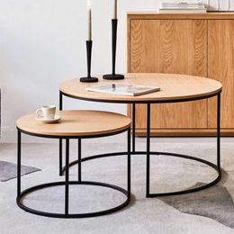 Pharao24.de Salontisch Set im Skandi Design runder Tischplatte (zweiteilig)