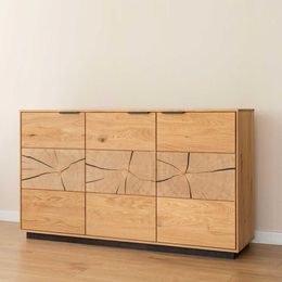 Pharao24.de Sideboard Kommode aus Eiche Massivholz mit Metallgriffen