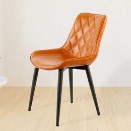 Pharao24.de Retrostil Polsterstuhl in Orange Kunstleder Metallgestell in Schwarz (2er Set)
