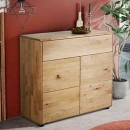 Pharao24.de Kommode Holzkommode mit Massivholz Oberfl&auml;che ge&ouml;lt