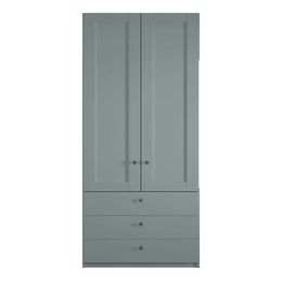 Pharao24.de Kleiderschrank ohne Spiegel im modernen Landhausstil Graugr&uuml;n