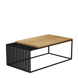 Pharao24.de Sofatisch modern aus Wildeiche Massivholz Metallgestell