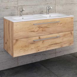 Pharao24.de Doppel Waschbeckenunterschrank mit zwei Schubladen 112 cm breit