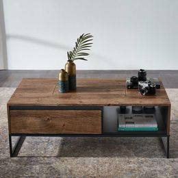 Pharao24.de Designercouchtisch in Eiche dunkel und Dunkelgrau 115 cm breit