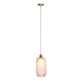 Pharao24.de Glas Pendelleuchte in Rosa 15 cm breit