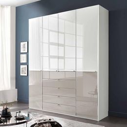 Pharao24.de Kleiderschrank Schlafzimmerschrank in Hellgrau und Wei&szlig;