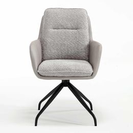 Pharao24.de Polsterstuhl Set Esszimmer in Grau und Schwarz Spider Gestell aus Metall (2er Set)