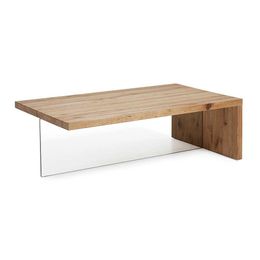 Pharao24.de Design Couchtisch mit Glaswange Eiche Massivholz