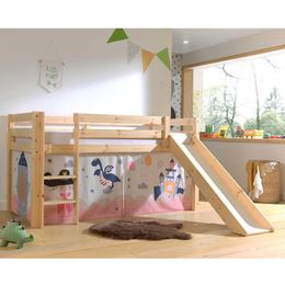 Pharao24.de Prinzessinbett aus Kiefer Massivholz Rutsche