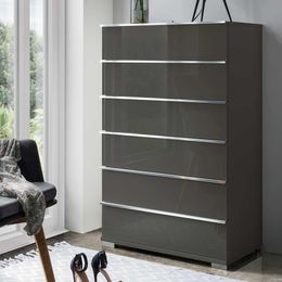 Pharao24.de Schubladenkommode Kommode mit Metallgriffen Front glasbeschichtet