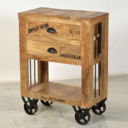 Pharao24.de Rollkommode aus Mango Massivholz Loft Style