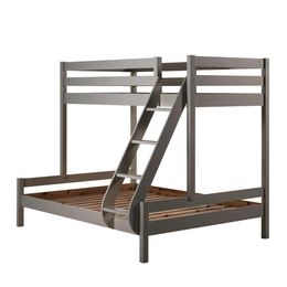 Pharao24.de Doppelhochbett in Grau Kiefer Massivholz